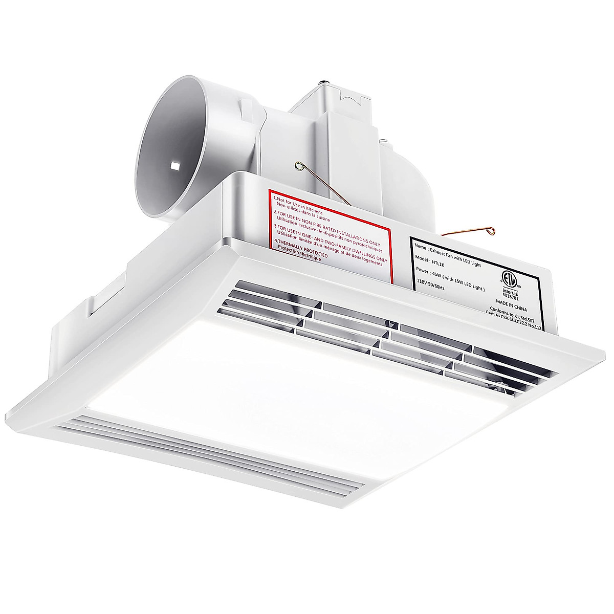 Fiada Bathroom Exhaust Fan Ultra Quiet 1.0 Sones, Bathroom Ceiling Vent Fan with LED Lights, 110 CFM Bath Ventilation Fan Vent for Home Household Bath Office Hotel 105 sq. ft.(Stable Light)