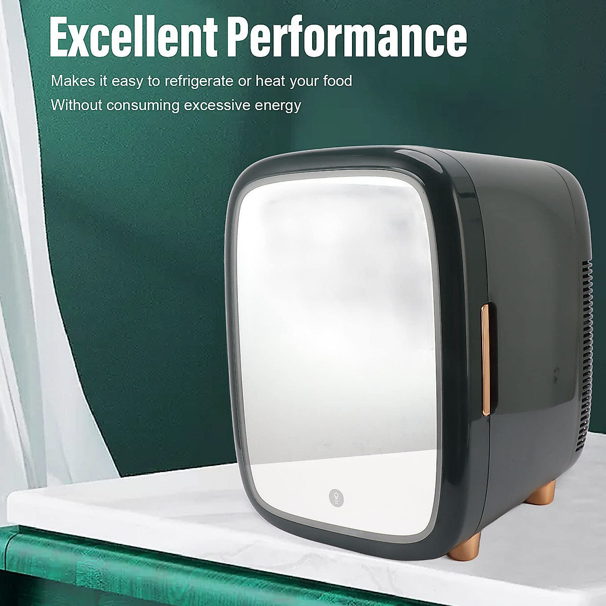 LIANGLIDE Mini Fridge for Skin Care, 12L Skincare Fridge, Mini Fridge with Dimmable LED Mirror, Portable Small Refrigerator Cooler for Food, Cosmetics, Home, Office and Car (US Plug)