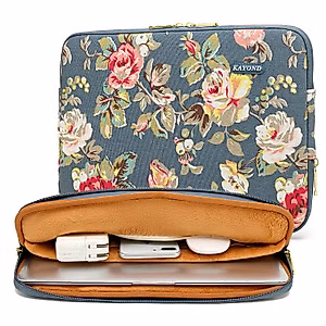 kayond Water-Resistant Canvas 13.3 Inch Laptop Sleeve-Blue Water Hyacinth