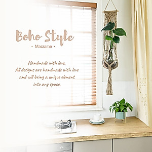 Mkono Macrame Plant Hangers 4 Pcs Indoor Outdoor Hanging Planter Basket Jute Rope Flower Pot Holder Boho Hippie Style