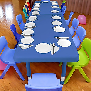 Ripeng 24" W x 47" L Rectangular Plastic Height Adjustable Activity Table with Large Dry Erase Table Top for Classrooms Toddler Furniture for Daycare, Daycare, Homes, Cornflower, etc (Blue,2 Pcs)