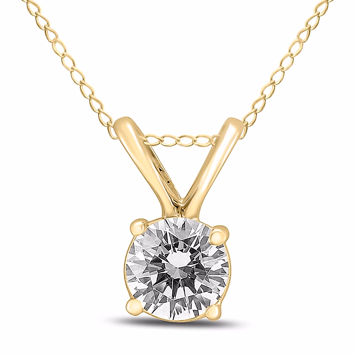 SZUL 1/3 Carat Diamond Solitaire Pendant in 14K Yellow Gold