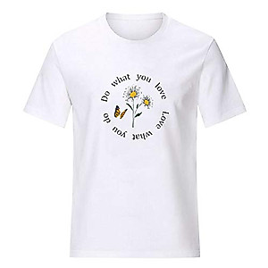 wodceeke Women's Cute Graphic T-Shirts Crewneck Short Sleeve Casual Simple Tee Summer Basic Tops (White G, S)