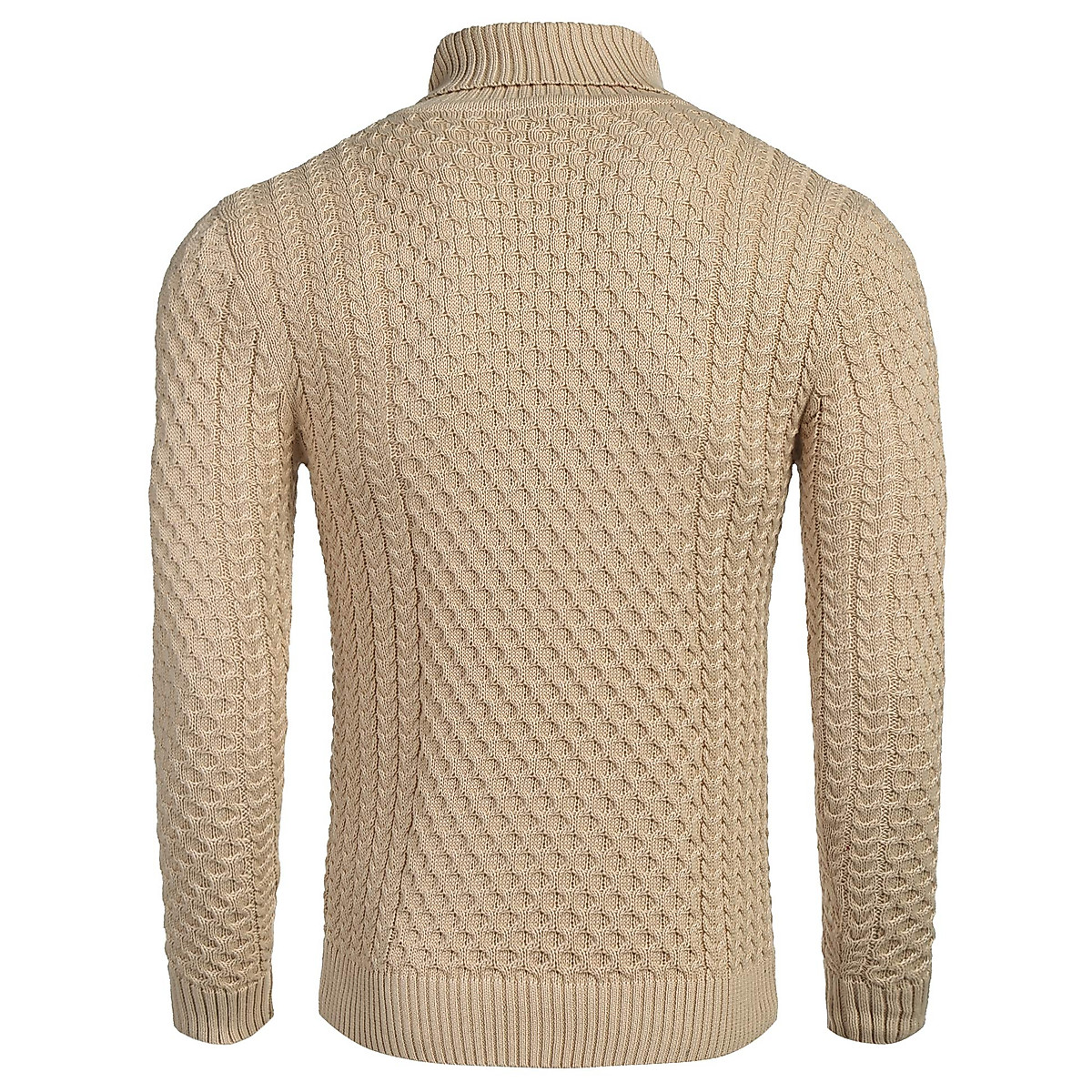COOFANDY Men's Slim Fit Turtleneck Sweater Casual Knitted Twisted Pullover Solid Sweaters Khaki