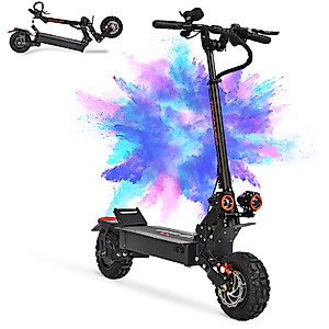 Adult Electric Scooter Series Dual Drive 5600W Motor, Max Speed 50mph, Max Range 50~56 Miles, All Terrain Off-Road Tires, Electric Scooter with Detachable Seat
