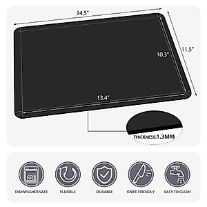 Extra Thick Foldable Cutting Board with Lip, Flexible Plastic Cutting Board Mats for Kitchen, Black Cutting Boards for Meat, Nonslip Cutting Mats, BPA Free, Dishwasher Safe, Set of 3