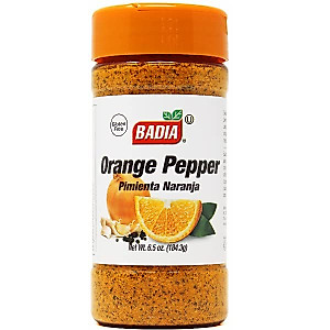 Badia Citrus Pepper Bundle - Lemon Pepper 6.5 Oz, Orange Pepper 6.5 Oz, Lime Pepper 6.5 Oz - Qbin Recipe Card - Variety Pack of 3
