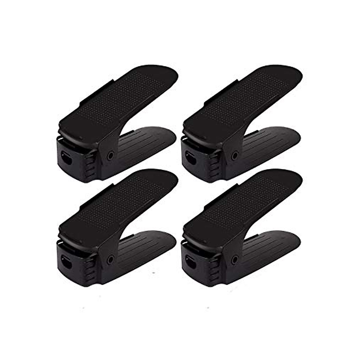 ASkinds 4Pcs Adjustable Shoe Slots Double Layer Shoe Storage Rack Non Slip Shoe Organizer Holder Shoe Stand Space Saver for Sneaker Booties High Heels Flats(Black)