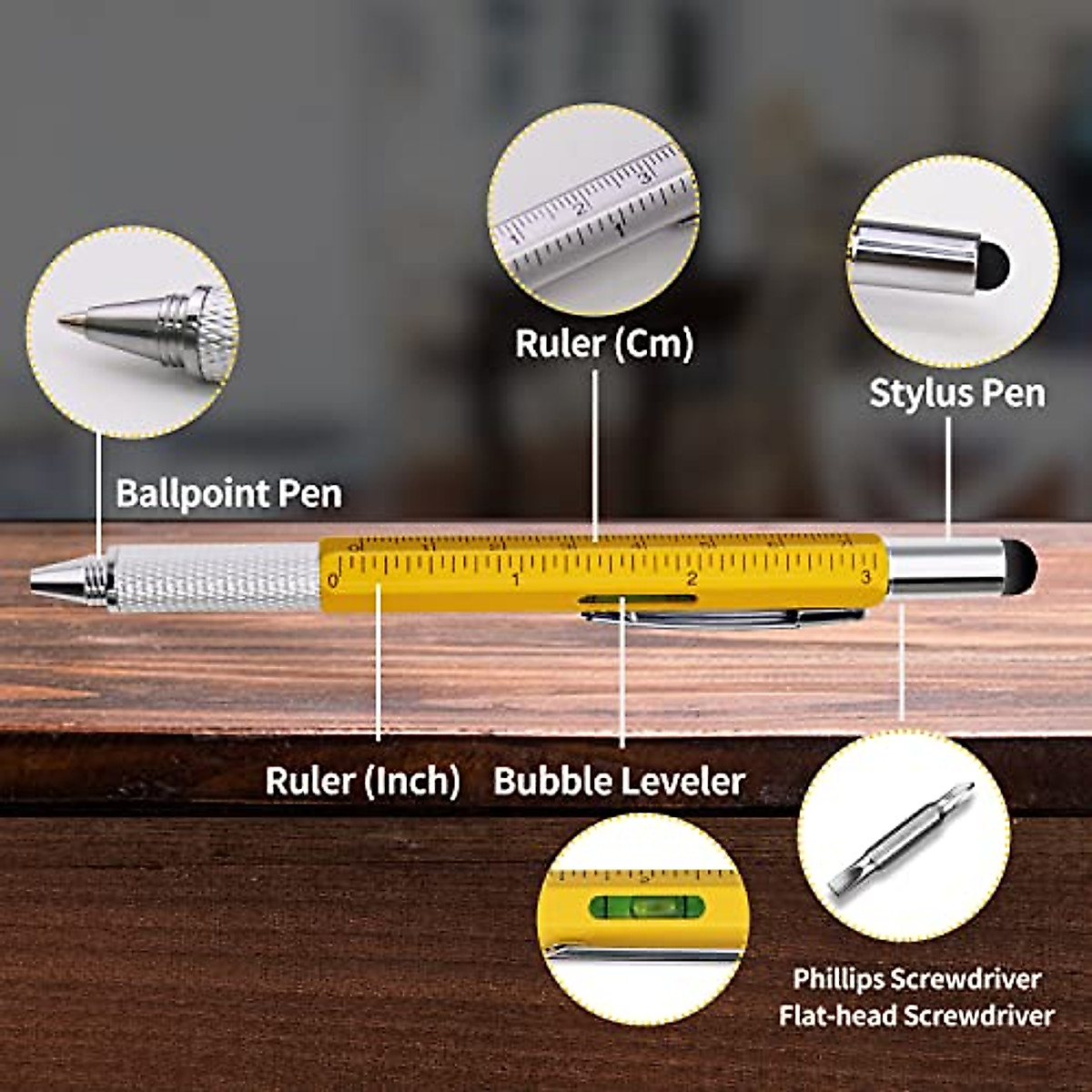 UMEINAC 5 Pack Multitool Pen Set, 7 in 1 Multitool Tech Tool Pen for Men, Construction Tools Gadget Stocking Stuffers Gifts for Dad Husband Father