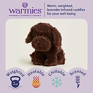 warmies Microwavable & Weighted Stuffed Animals, Chocolate Lab - Heated Stuffed Animal Plushie for Warmth & Comfort - Cute Soft Plush Toys for Adults & Children (Boys, Girls, Babies & Toddlers)