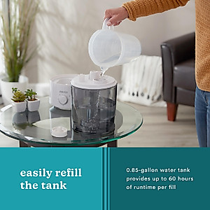 Homedics TotalComfort Ultrasonic Humidifier – Large Air Humidifiers for Bedroom, Plants – Top-Fill 0.85 Gallon Water Tank for 60 Hours of Run Time, Essential Oil Pads, Night-Light, White