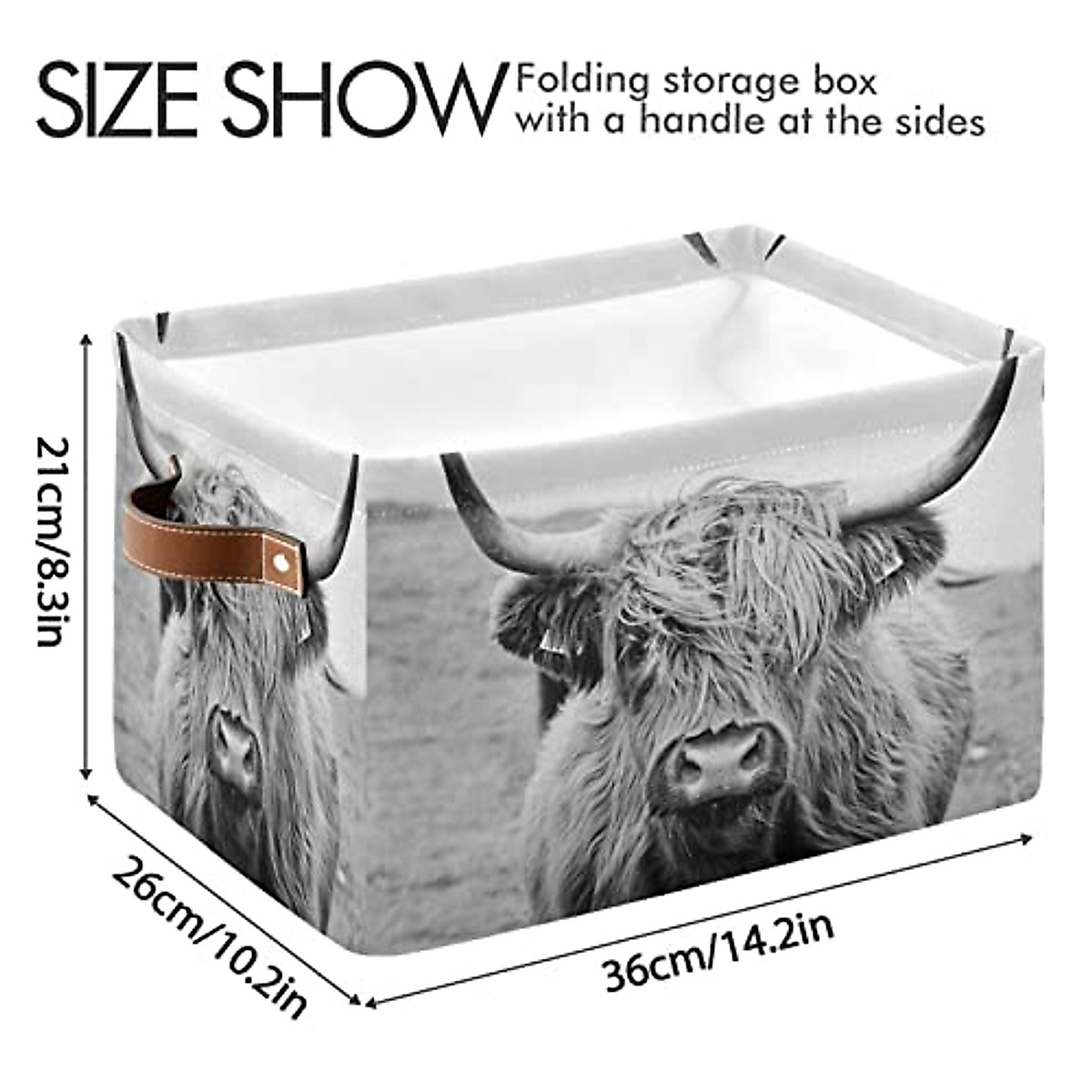 xigua Cow Storage Basket Large Collapsible Rectangle Storage Bin Toys Clothes Organizer for Closet Shelf Nursery Bedroom Home Decor