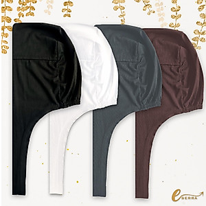 ESERRA Women Under Scarf Hat Hijab Cap Islamic Hijab Undercap Hijab Bonnet Cap Muslim Inner Beanies Hat Underscarf Turban (Black White Brown Gray)