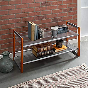 Organize It All Stackable Shoe Storage Rack | Dimensions: 12.75 x 35.25 x 33.46 inches | 4 Shelves | Holds 16 Pairs | Freestanding | Space Saver | Durable | Home Organization | Grey