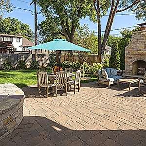 SUNA OUTDOOR 7Ft Patio Market Umbrella Outdoor Table Umbrellas Push Up with 6 Sturdy Ribs, Adjustable Height and Tilt Pole, Easy Push Up Open, for Garden Deck Commercial, Blue