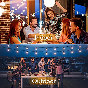 LED Outdoor String Lights 100FT Patio Light with 52 Shatterproof G40 Dimmable Globe Bulb, 2-Pack 50FT Waterproof Outside Hanging String Light for Christmas Backyard Porch Balcony Gazebo Party