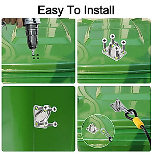 RANERVZ 4-Pack Outdoor Garbage Can Security Locks – Deter Animal Intruders with Sturdy Metal Universal Lock and Rubber-Coated Braided Wire Rope