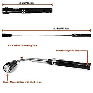 Magnetic Pickup Tool with LED-Telescoping Magnet Pick Up Gadget Tool for Men, DIY Handyman by QPEY