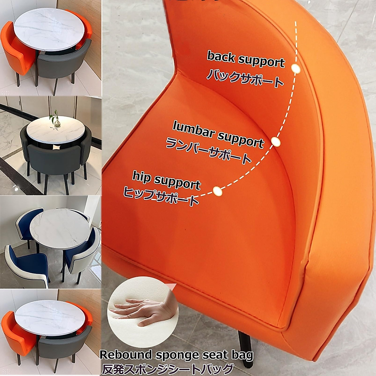 Office Reception Room Club Table and Chair Set, Space-Saving Conference Table Dining Table, Dining Table and Chair Set Office Meeting Room Reception Negotiation 1 Table 4 Chairs for Family Apartment (