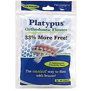Platypus Orthodontic Flossers for Braces | Ortho Picks for Adults & Kids | Fits Under Arch Wire | Non-Damaging | Encourage Flossing Habits | Floss Teeth in Under Two Minutes (40 Count (Pack of 2))
