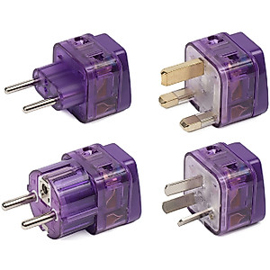 NEW! 4 Pieces ASIA TRAVEL ADAPTER Pack for MOST countries in ASIA; CHINA THAILAND MALAYSIA SOUTH KOREA SINGAPORE INDONESIA PHILIPPINES VIETNAM LAOS CAMBODIA BURMA HONG KONG MACAU and more / WITH DUAL PLUG-IN PORTS AND BUILT-IN SURGE PROTECTORS