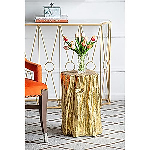 A&B Home Nature Wood Texture Inspired, End Table Side Table Living Room Furniture Luxury, Golden Tree Trunk Garden Stool or Gold Coffee Table Accent Tables for Small Spaces - 13.5x13x20