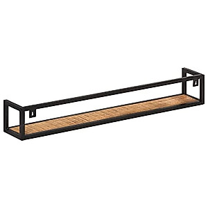 vidaXL 2X Rough Mango Wood Wall Shelves 47.2" Wall Mounted Floating Wooden Hanging Living Room Home Interior Furniture Shelving Rack