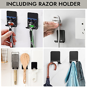 MOYU HOME Duty Waterproof in Shower Hooks,Waterproof Bathroom Shower Razor Hanger,Matte Black Bathroom Towel Hook,Stainless Steel Sticky Hooks