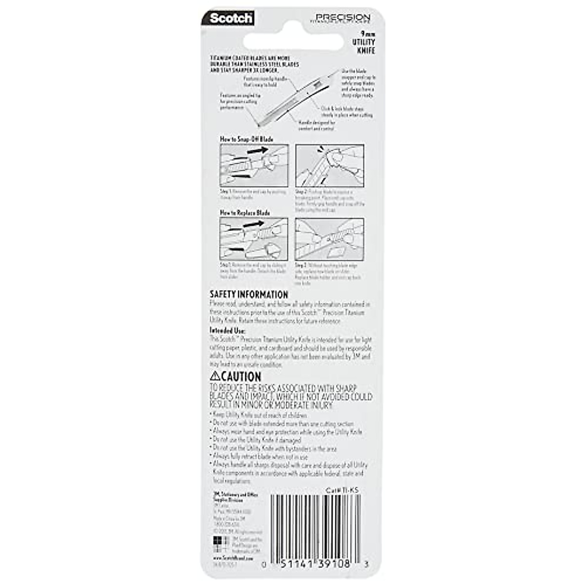 3M 159573 051141391083 Scotch Titanium Snap-Off Utility Knife, Small