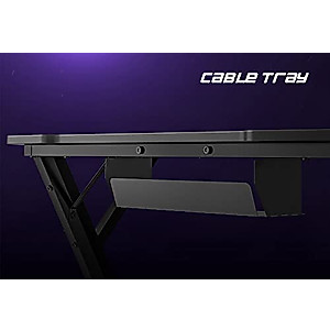 CubiCubi Luna Gaming Desk 47 inch Gamer Workstation, Home Computer Carbon Fiber Surface Gaming Desk PC Table with Cable Tray and Headphone Hook