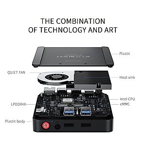 T5 Mini PC,Intel Processor N4020(up to 2.8GHz,4M Cache),Mini Computer with 4GB RAM+64GB eMMC,Dual Screen Display,HDMI+DP,USB3.0,2.4G/5GHz Dual WiFi 5, BT5.0,Gigabit Ethernet,Auto Power On