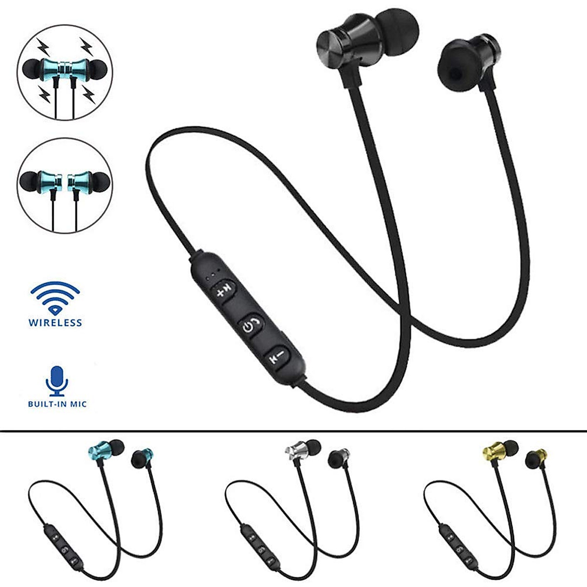 MOHALIKO Wireless Earbuds, Earbuds, Bluetooth 4.2 Headphones, XT11 in-Ear Wireless Bluetooth Sport Magnetic Headset Stereo Music Earphones for Work, Home Office Black