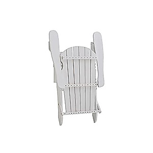 Outsunny 3-Piece Folding Adirondack Chair with Ottoman and Side Table, Outdoor Wooden Fire Pit Chairs w/High-Back, Wide Armrests for Patio, Backyard, Garden, Lawn Furniture, White