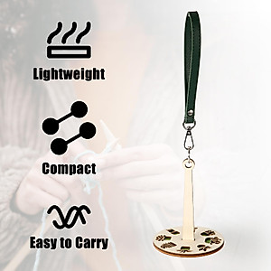 Wrist Yarn Holder, Portable Wrist Yarn Ball Minder Stand with Leather Wristband Wooden Twizzling Yarn Organizer Storage Knitting Supplies Crocheting Gift for Craft Lover (Green)