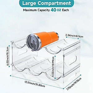 Damomo Water Bottle Organizer for Stanley 40 oz, 2 Pack Stackable Water Bottle Organizer, Clear Holder for Tumbler Travel Mug Cup, Kitchen Pantry Refrigerator Organization and Storage