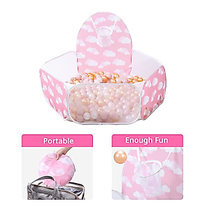 Ball Pit for Toddlers ,Babies Pop Up Play Tent, Kids Large Ball Pits with Basketball Hoop and Zipper Storage Bag, Popular Gifts for Boys Girls Cats Dogs Pets Birthday Xmas,Balls no Inlcuede，Cloud Pink