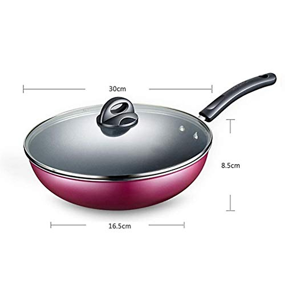 YTYZC Deep Purple Frying Pan-Wok, Non-Stick Pan, Household Multi-Function Cooking Pot, Induction Cooker Gas Stove, Light Range Cooker 30CM