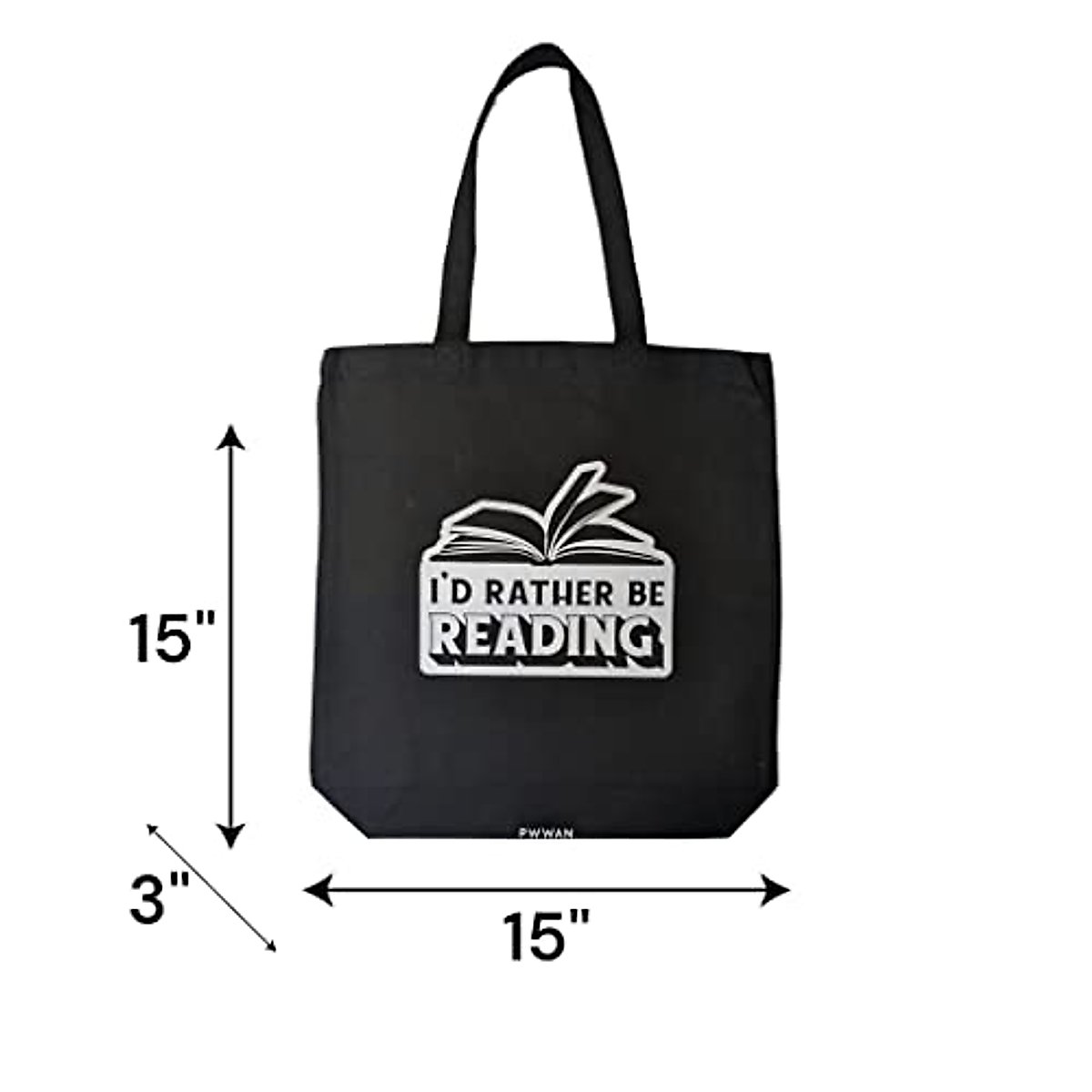 Expression Tote Bag - Everyday Canvas Tote Bag With Expressions (Rather Be Reading Black)