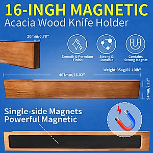 XYJ 2 Pcs Magnetic Knife Strip Holder for Wall with Strong Neodymium Acacia Wood Magnet Knife Rack Bar Stand for Knives Kitchen Tools Utensil Organizer Accessories for Special Day