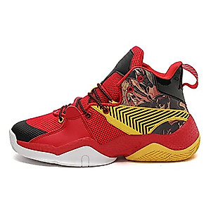 VAXAV Women's Men's Professional Sports High Top Basketball Shoes Outdoor Athletic Running Tennis Sneakers Size 11/9.5 Red