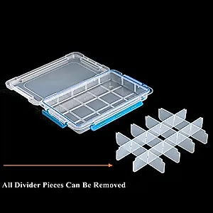 BangQiao 2 Pack Adjustable Plastic Divider Storage Box Container for Bead, Button, Small Parts, 15 Grids, Clear