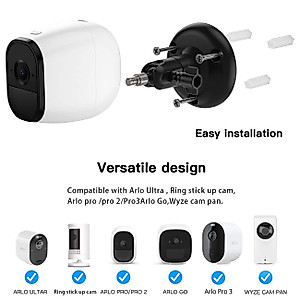 Koroao 【Upgraded Version】 Indoor/Outdoor Security Wall Mount for All Arlo Camera, Arlo Ultra, Arlo Essential, Wyze Cam Pan, eufyCam 2 - More Stable and Flexible Arlo Accessories(3-Pack,Black)