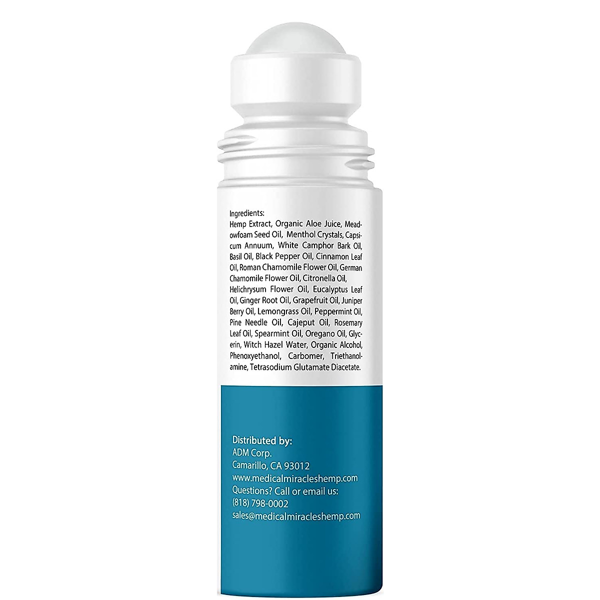 Medical Miracles New Hemp Oil Roll On - Ideal Relief for Muscles, Hips, Joints, Neck, Back, Elbows, Fingers, Hands, and Knees Made in USA (3000mg Roll-On)