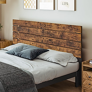 HOOBRO Headboard King Size, Wooden Headboard, Rustic-Styled Headboard, Headboard with Sturdy Support Legs, 3-Height Connection Holes, Minimalist Headboard, for King Beds, Rustic Brown and Black
