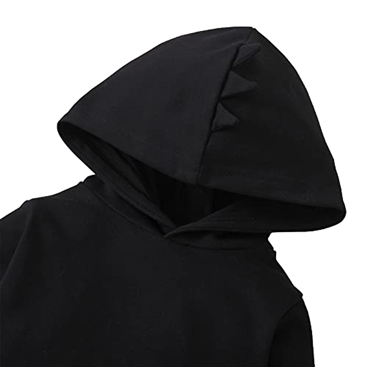 SOBOWO Black Toddler Hoodie Baby Boys Girls Solid Dinosaur Long Sleeve Pullover Sweatshirt Tops with Pocket Tracksuit Outfits (Black, 3-4T)