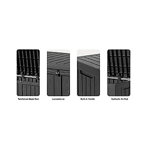 MAIUSCOLI 120 Gallon Outdoor Storage Box - Deck Box Waterproof Patio Furniture, Garden Tools, Cushions, Pool Accessories Outside Storage Resin Box,Black