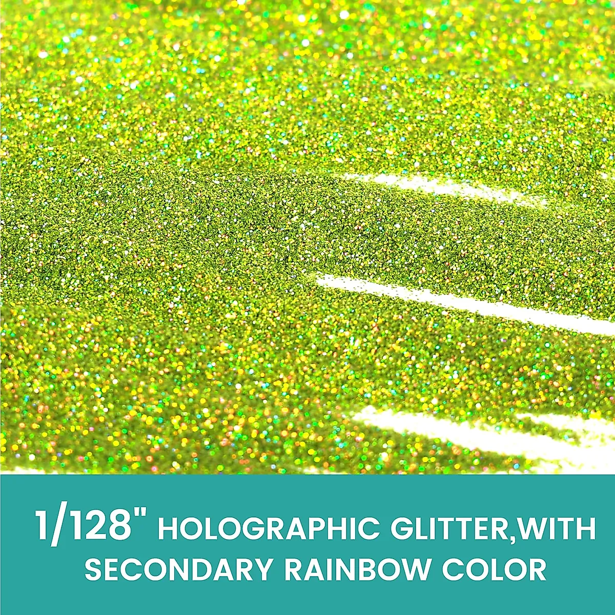 Resiners Holographic Ultra Fine Glitter Powder - 3.53oz/100g, 1/128" Metallic Epoxy Resin Glitter Sequins Flakes for Tumblers,Slime, Nails, Paint, Art Crafts - Laser Light Green