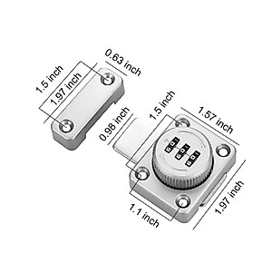 AMNGYOOK Keyless Cabinet Lock, Zinc Alloy 3-Digit Password Drawer Lock One-Way Door Latch for Cabinet, Drawer, Bathroom (Black)