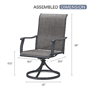 VICLLAX Patio Swivel Dining Chairs Set of 2, Outdoor Swivel Breathable Textilene Patio Chairs Lawn Chairs for Front Porch Backyard Deck, Dark Grey Frame