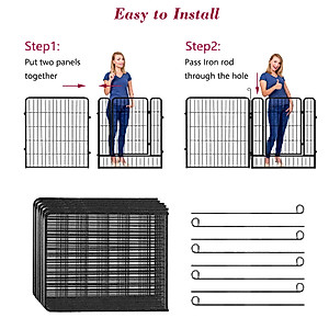 Dog Pen Outdoor Dog Fence Dog Playpen, 32 inch Pet Playpen 12 Panels Puppy Playpen Portable Dog Fences Outdoor Exercise Pen with Doors for RV,Camping,Yard